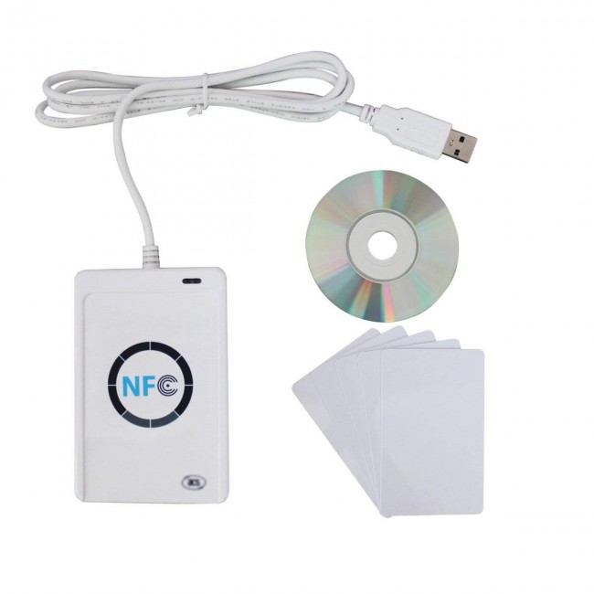 ETEKJOY ACR122U NFC RFID 13.56MHz Contactless Smart Card Reader Writer w/USB Cable, SDK, 5X ...