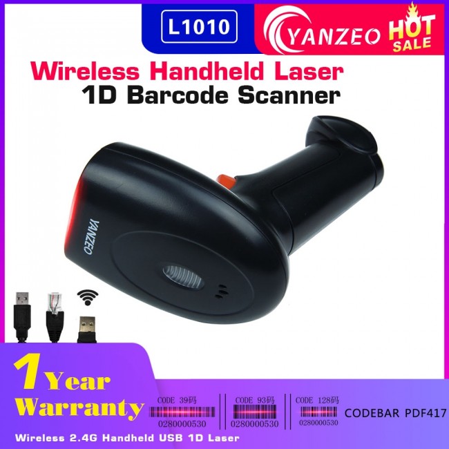 Yanzeo New L1010 Wireless 2.4G Handheld USB 1D Laser Barcode Scanner ...